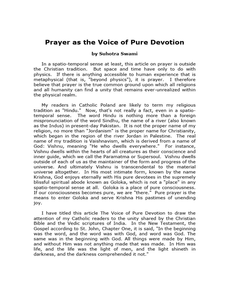 Prayer As The Voice | PDF | Prayer | Bhakti