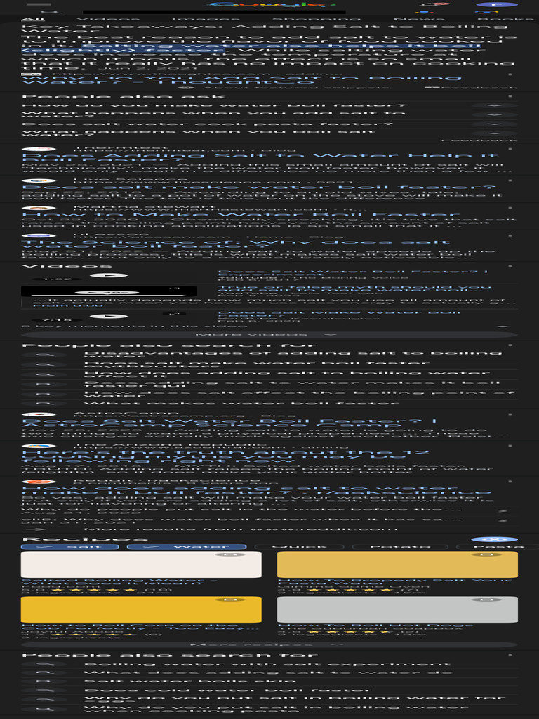Does Salt Speed Up Boiling? | PDF | Water | Foods