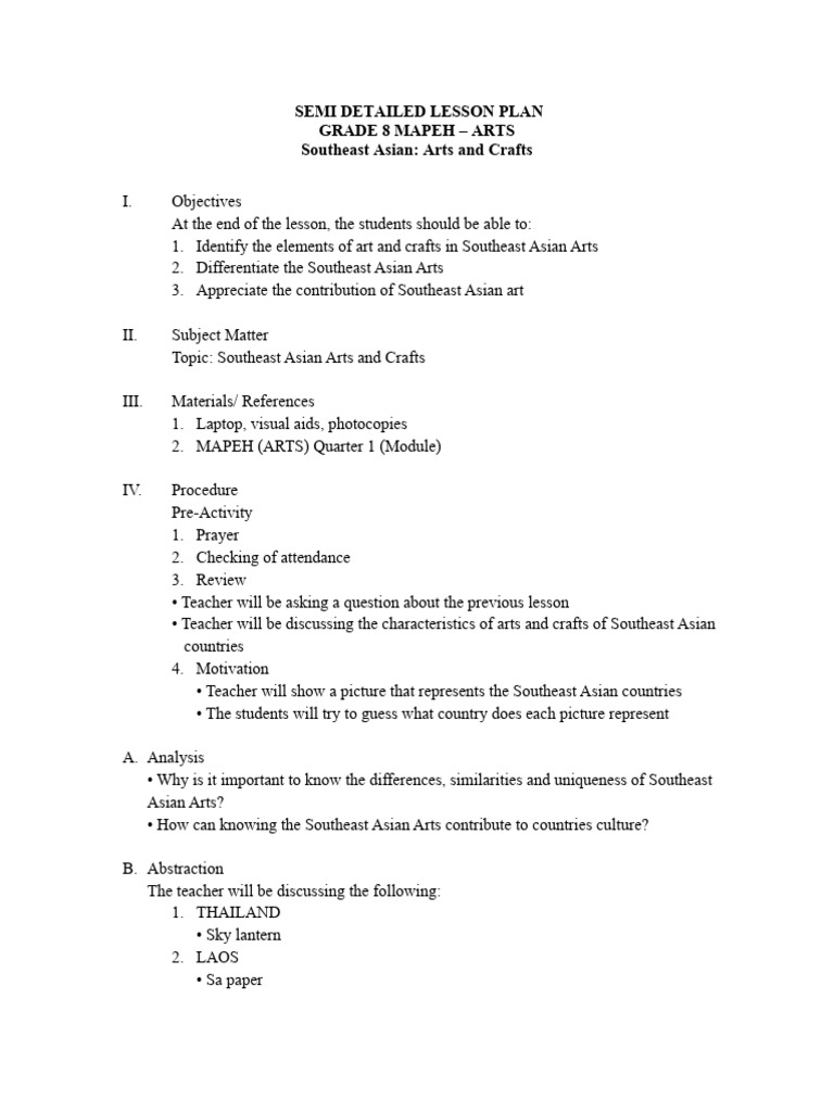 GRADE 8 SEMI DETAILED and DETAILED LESSON PLAN | PDF | Southeast Asia ...