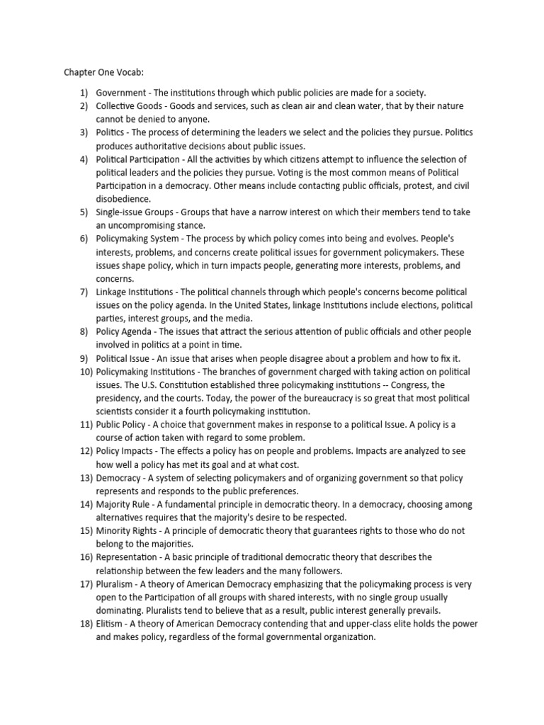 AP Government Key Vocabulary Terms | PDF | First Amendment To The ...