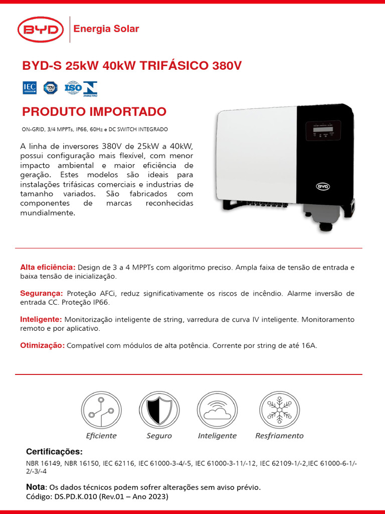 Inversor BYD-S 25kW Trifásico 380V | PDF | Quantidades físicas ...