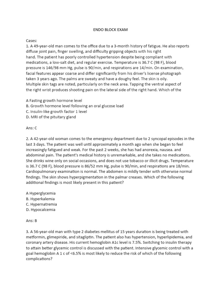 Neuro:endo Block Exam | PDF | Diabetes Management | Diabetes