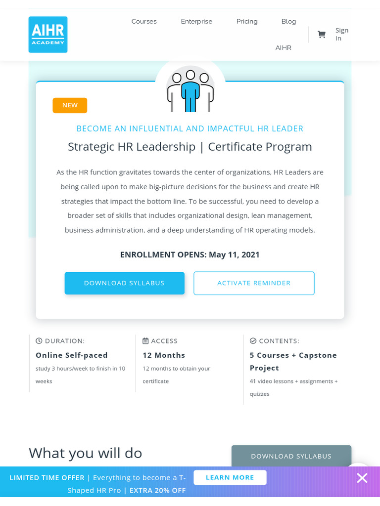 Strategic Hr Leadership Online Training Aihr Hr Certification