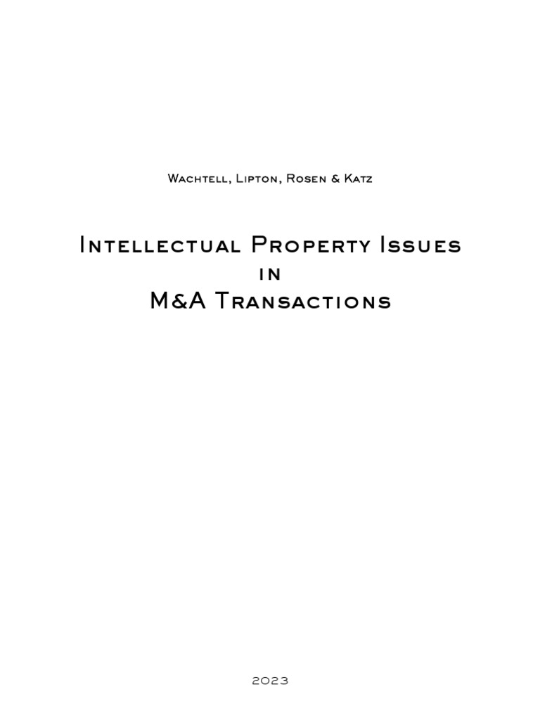 Intellectual Property Issues in M&a Transactions | PDF | Patent ...