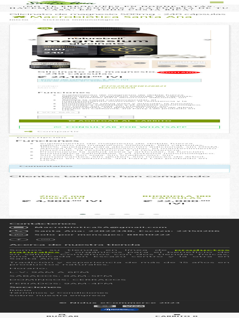 Glicinato de Magnesio 500mg 240 Capsulas Macrob | PDF | Salud y bienestar