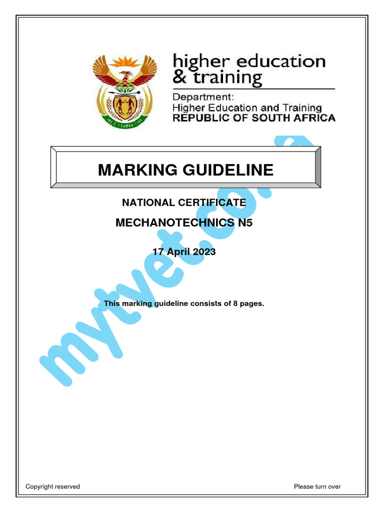 N5 Mechanotechnics April 2023 Memorandum | PDF | Machines | Mechanical ...