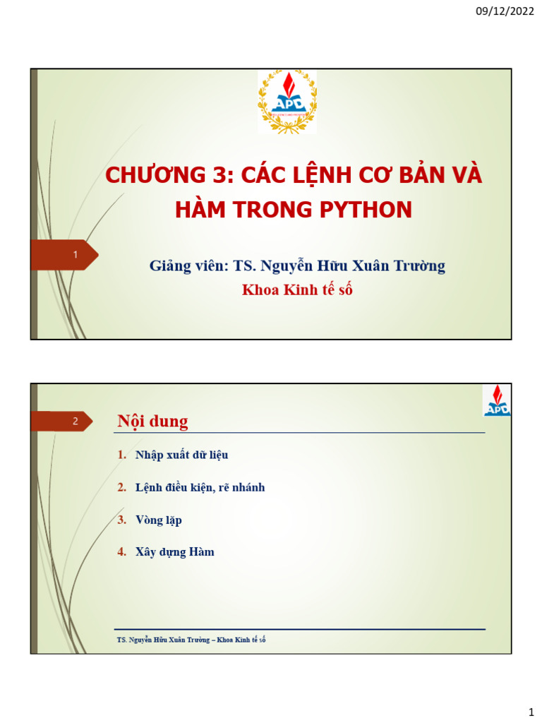 Chuong 3 - Cac Lenh Co Ban Va Ham Trong Python | PDF
