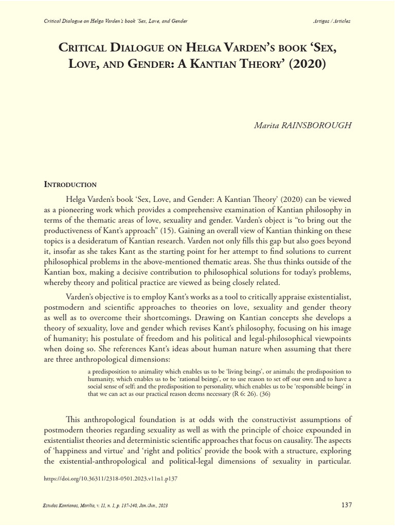 Critical - Dialogue - On - Helga - Vardens - Book - Sex - Love by ...