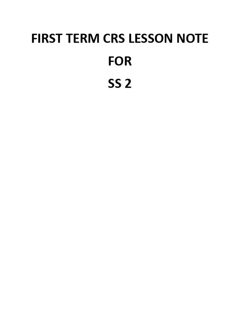 First Term Crs Lesson Note | PDF | Abraham | Isaac