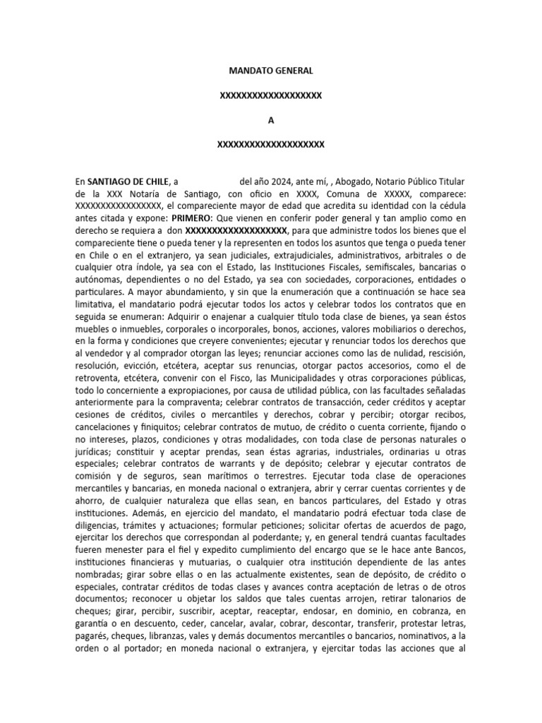 Mandato General Borrador | PDF | Bancos | Cheque
