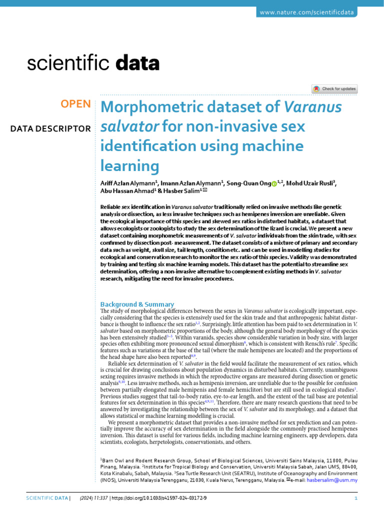 Alymann Et Al-2024-Scientific Data | PDF | Ecology | Morphometrics Alymann Et Al-2024-Scientific Data | PDF | Ecology | Morphometrics