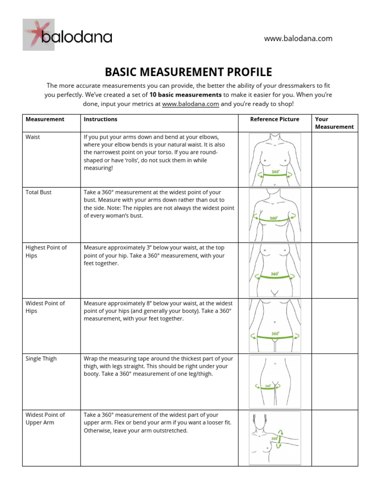 Essential Female Body Measurements Guide | PDF | Waist | Seam (Sewing)