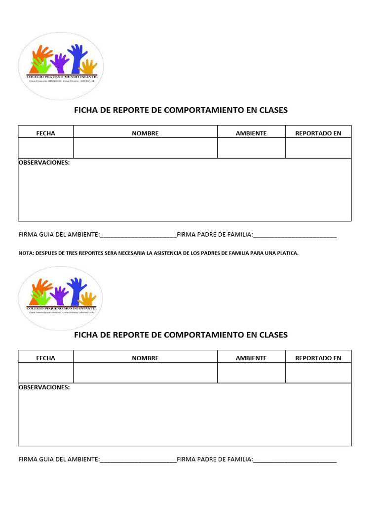 Ficha de Reporte en Clases | PDF