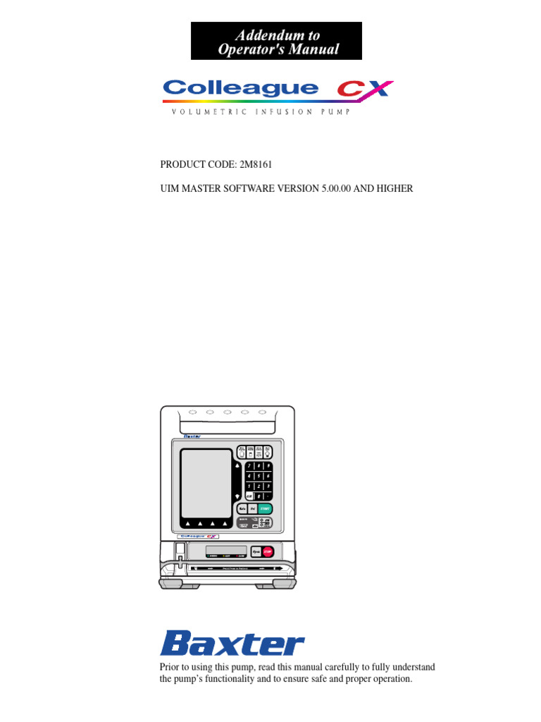 Baxter-Colleague-CX | PDF | Intravenous Therapy | Medical Treatments