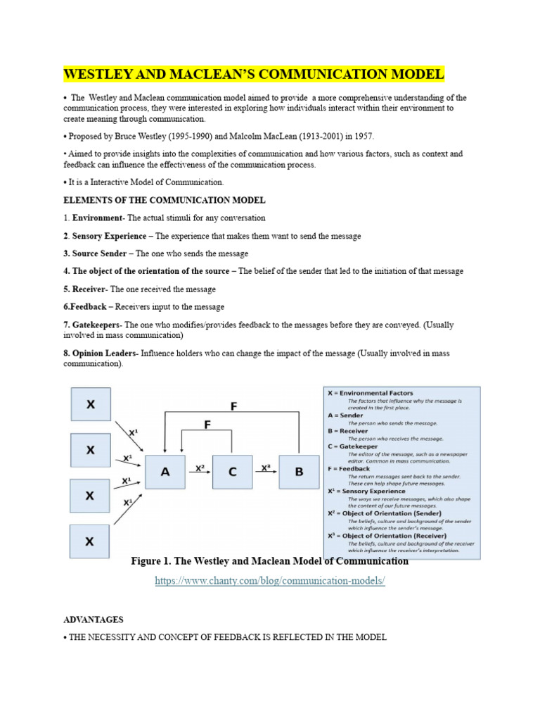 Westley and Maclean Communication Model | PDF | Communication ...
