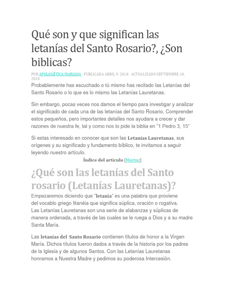 Significado de las Letanías del Rosario | PDF | María, madre de Jesús ...