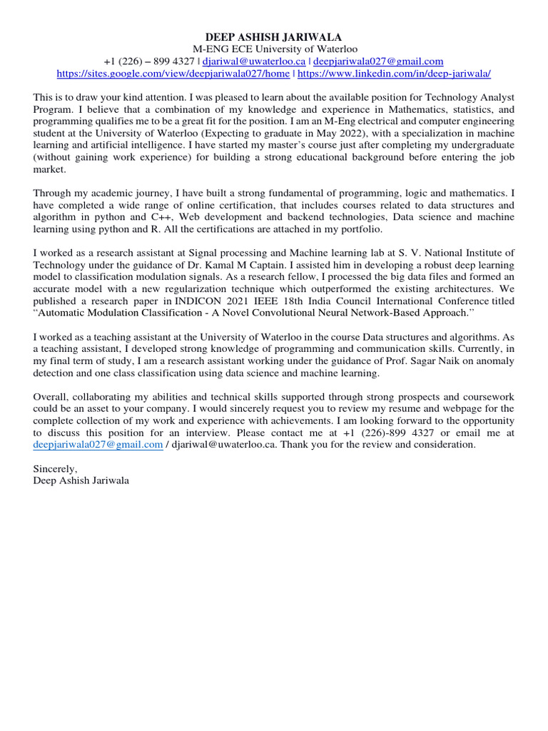 Cover Letter Final BOA | PDF | Machine Learning | Applied Mathematics