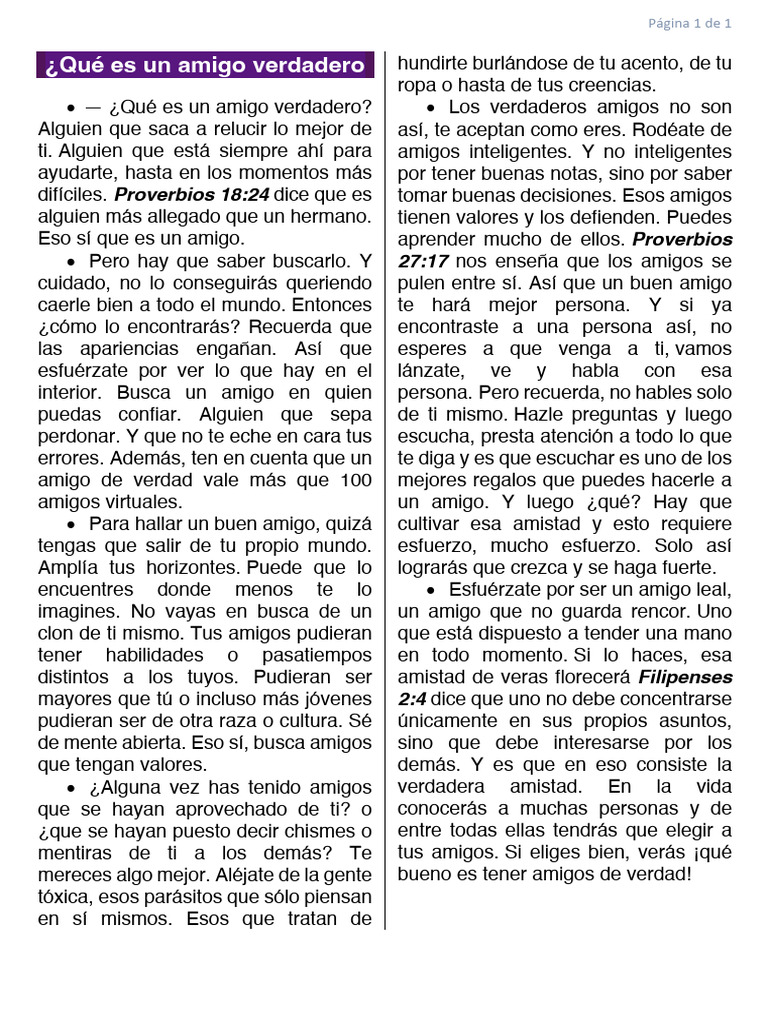 Qué Es Un Amigo Verdadero Pdf