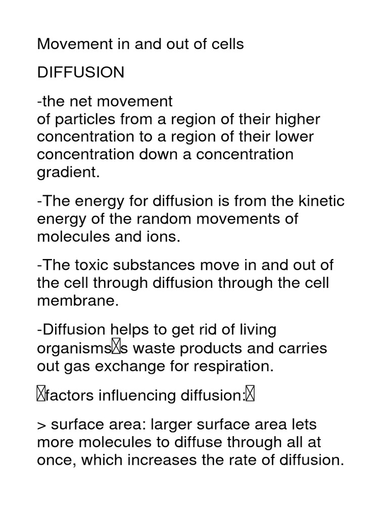 Movement in and Out of Cells | PDF