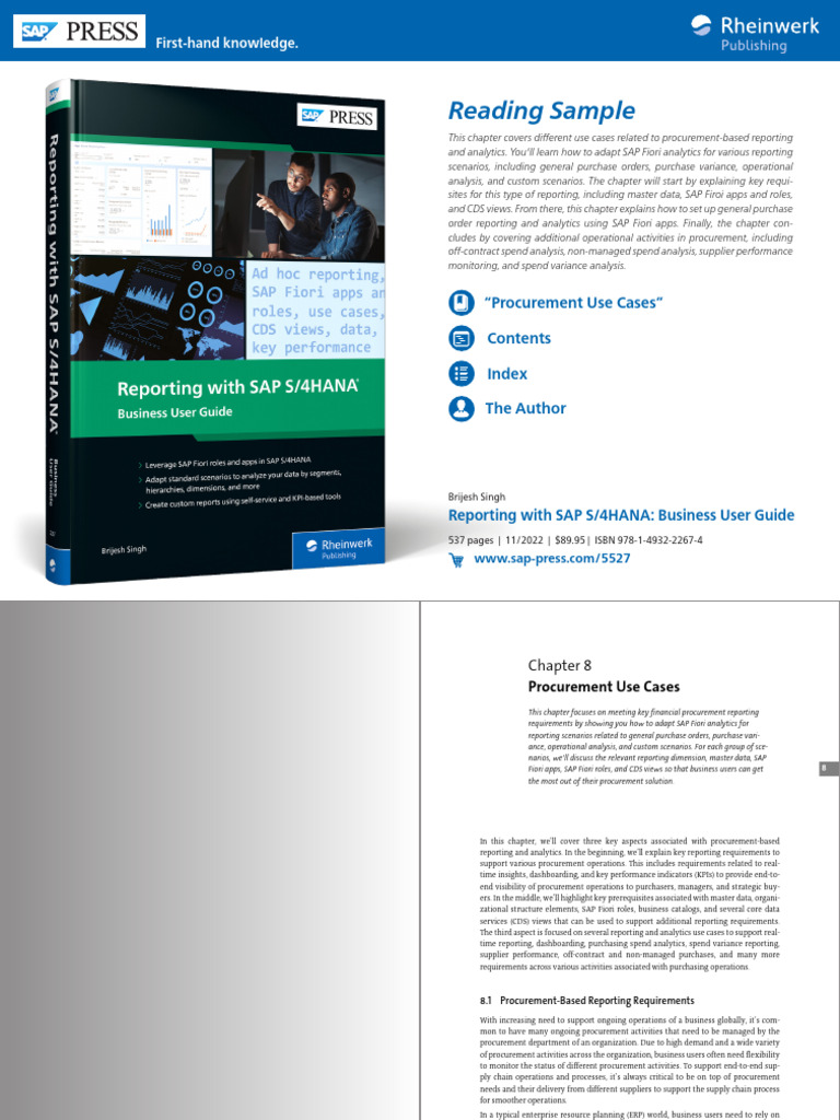 Reading Sample Sap Press Reporting With Sap S4hana | PDF | Procurement | Analytics