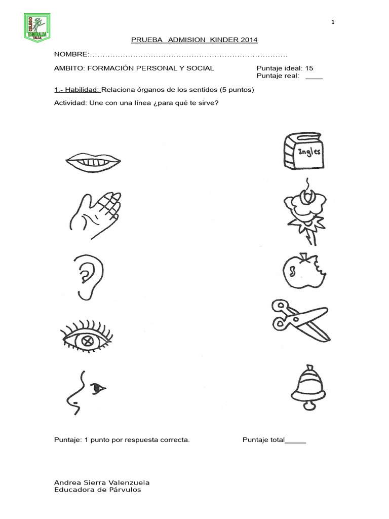 2024 Prueba-Admision-Kinder | PDF | Educación de la primera infancia