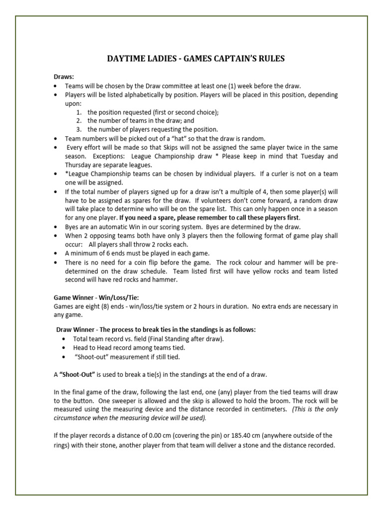 Games Captain Rules 2021-22 | PDF