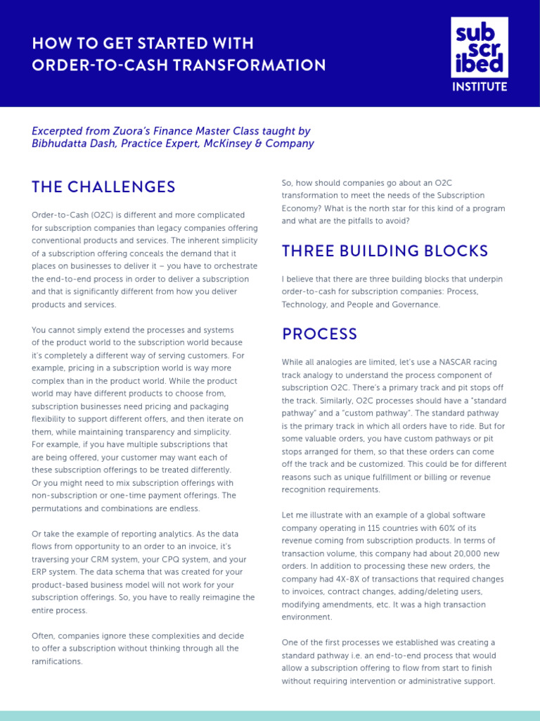 How To Get Started With Order-to-Cash Transformation | PDF ...