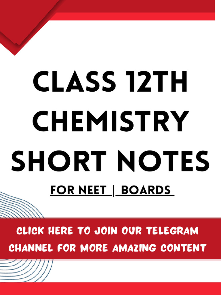 Class 12th Chemistry Short Notes For NEET | PDF | Physical Chemistry ...