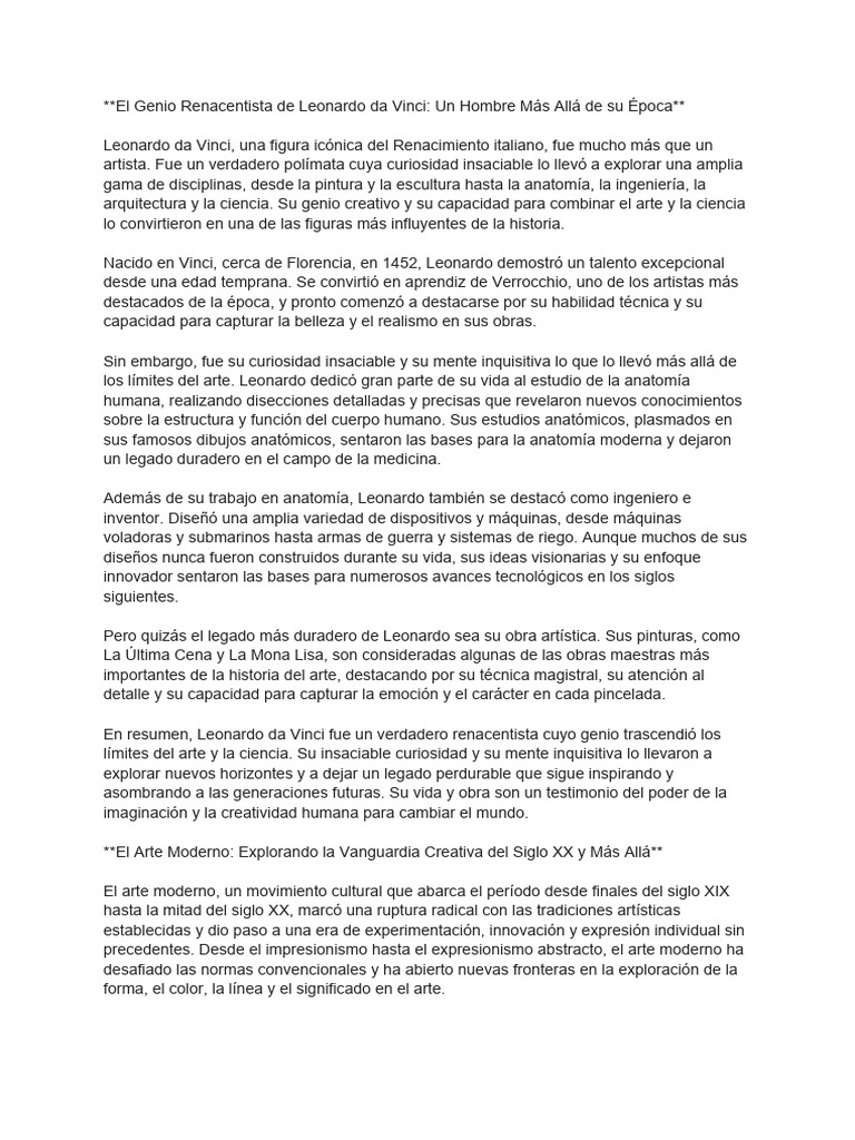 El Genio de Da Vinci | Descargar gratis PDF | Leonardo Da Vinci | Arte ...