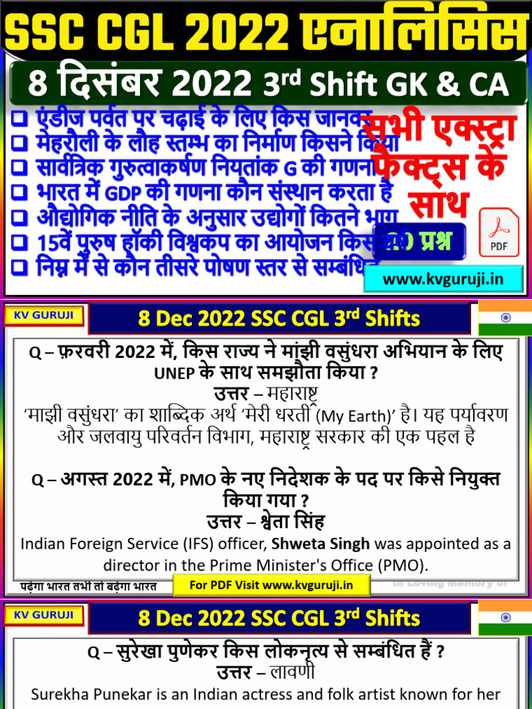 8 December 2022 SSC CGL Analysis 3rd Shifts | PDF
