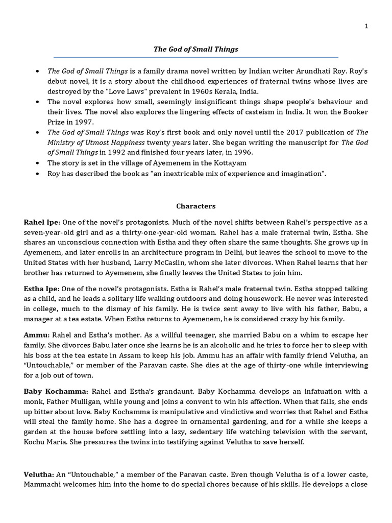 The God of Small Things Overview | PDF