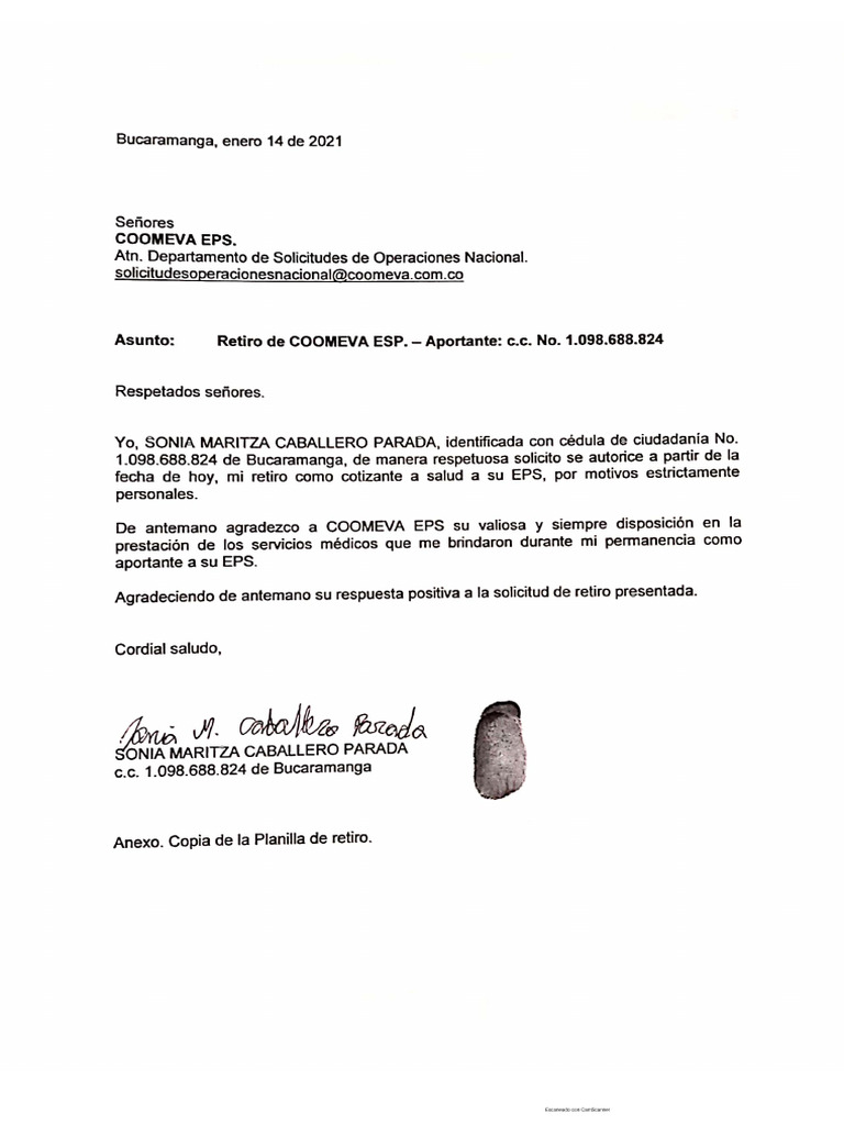 Solicitud de Retiro de Eps | PDF