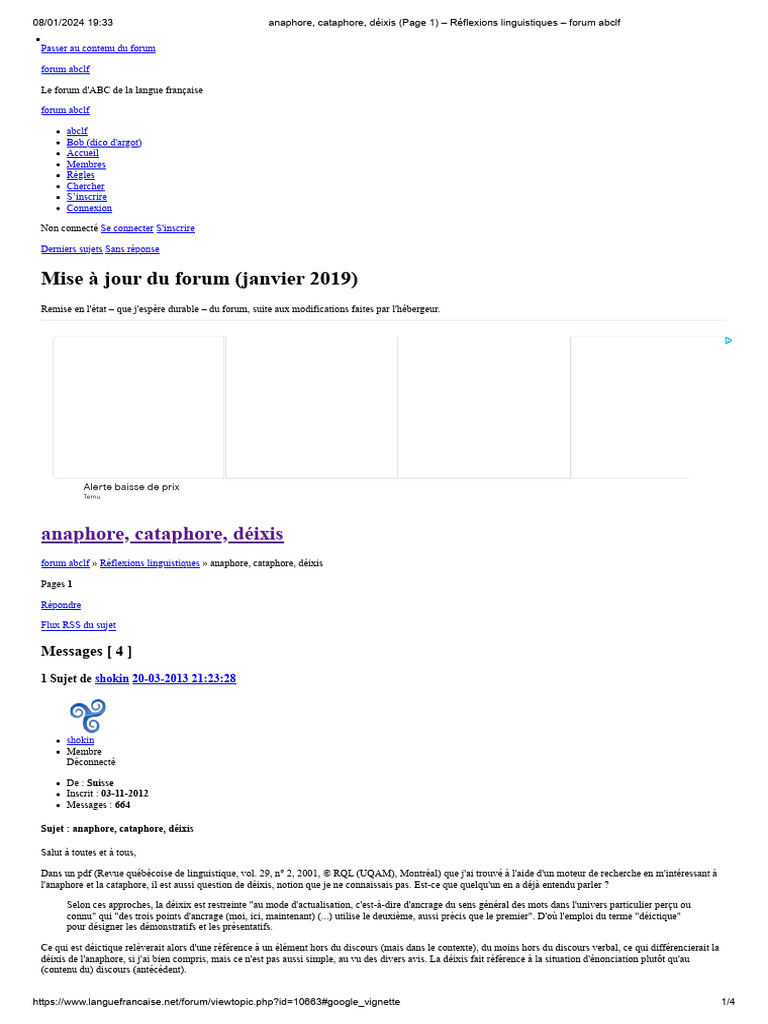 Anaphore, Cataphore et Déixis en Linguistique | PDF | Sémiotique ...