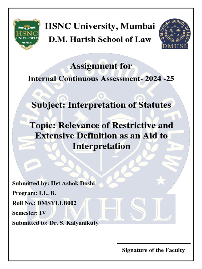 ICA Interpretation of Statutes Project | PDF | Definition | Employment