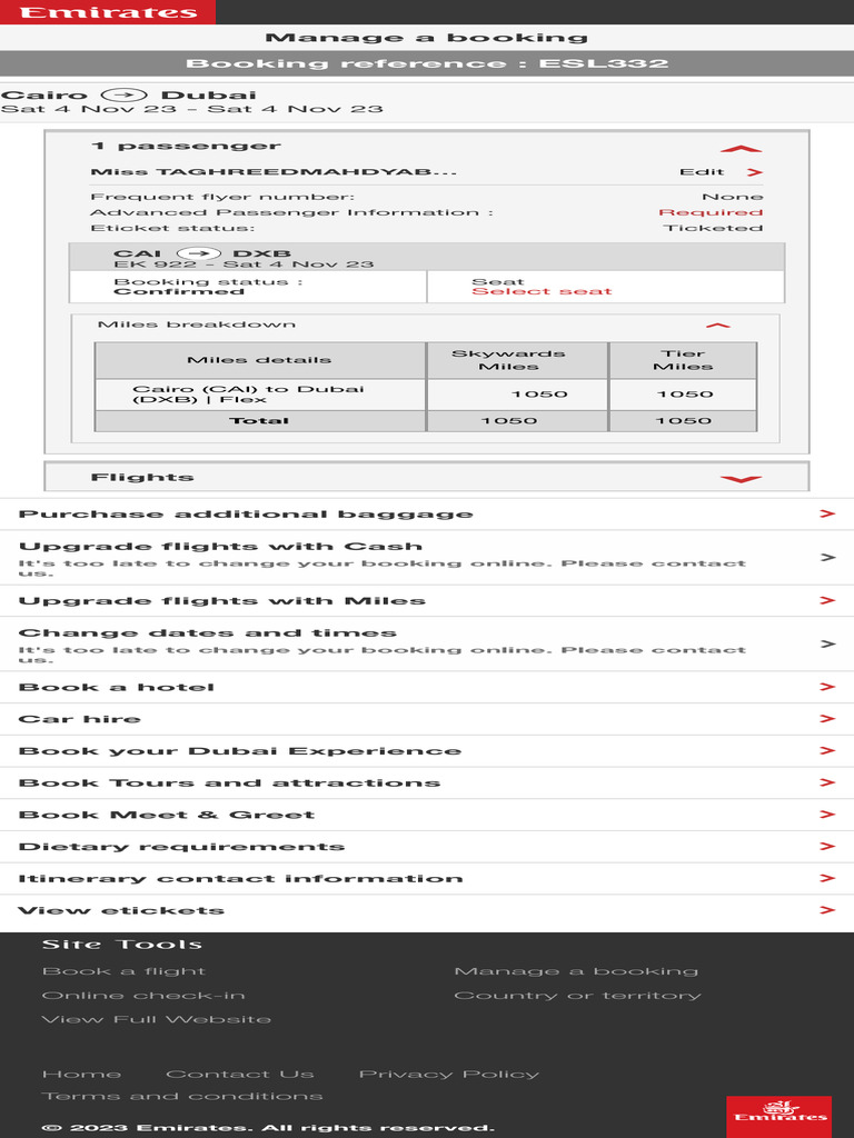 Review Your Booking Emirates | PDF
