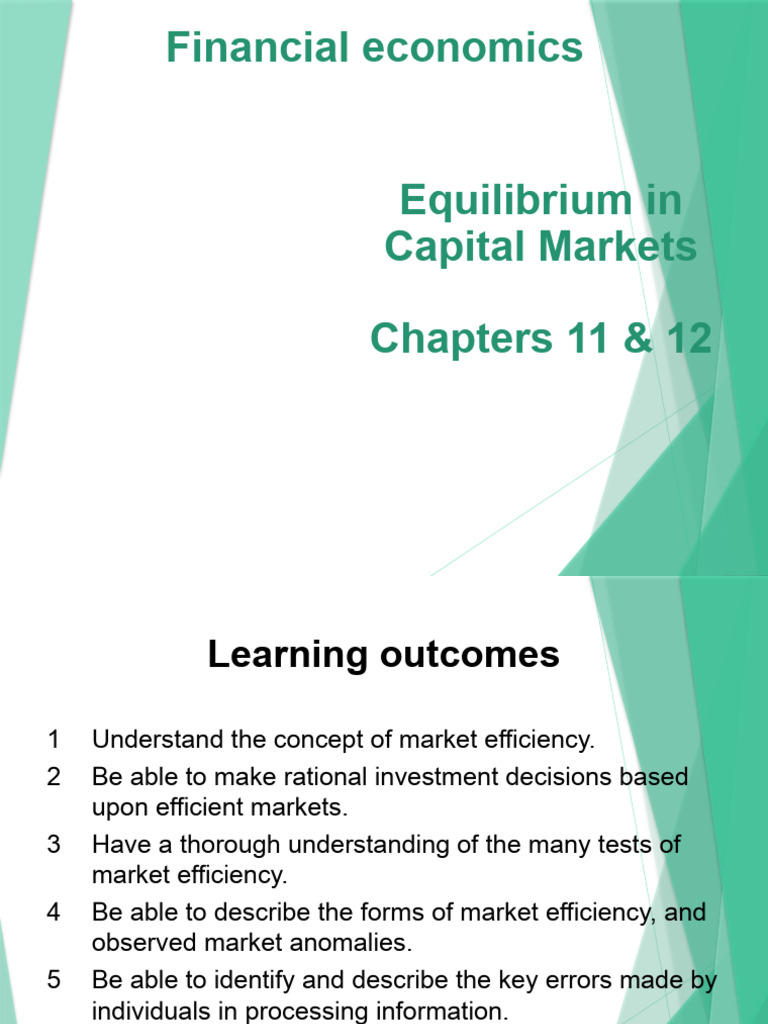 2023 Financial Eco Chapters 11 and 12 Lecture Slides | Download Free PDF | Efficient Market ...