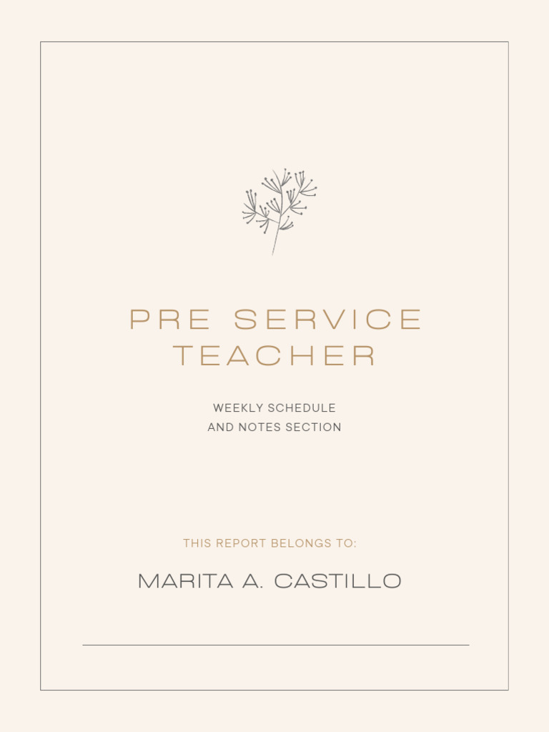 Weekly Schedule for Pre-Service Teacher | PDF | Self-Improvement