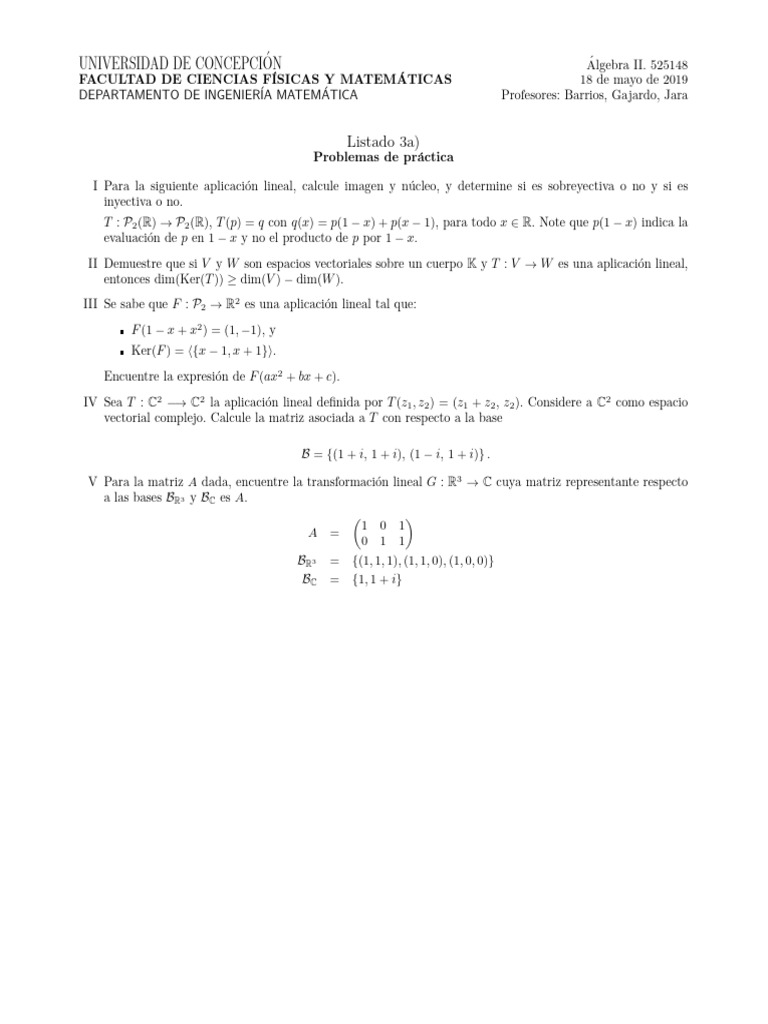 L3a 19 1mnb | PDF | Mapa lineal | Álgebra