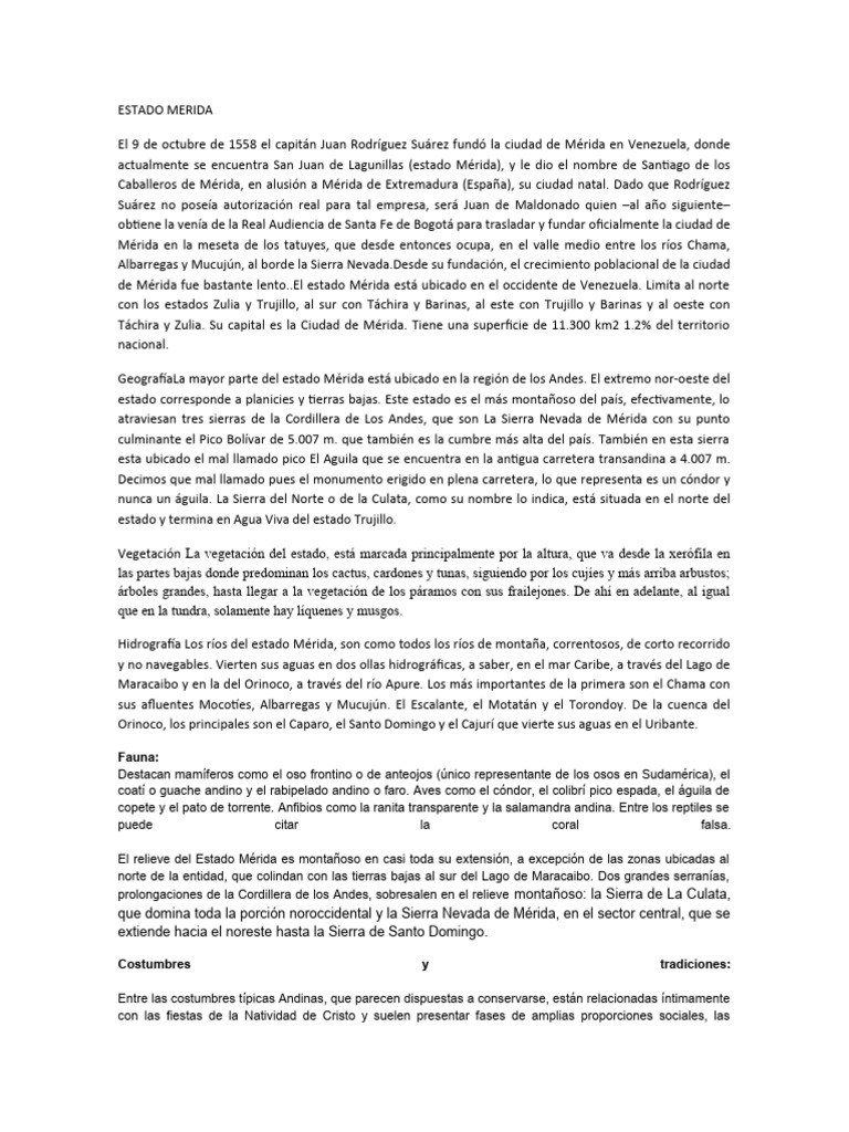 ESTADO MERIDA | PDF | Andes | Maíz