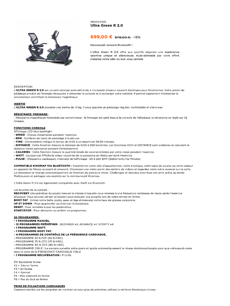 VELO SEMI ALLONGE MOOVYOO - Ultra Green R 2.0 | PDF