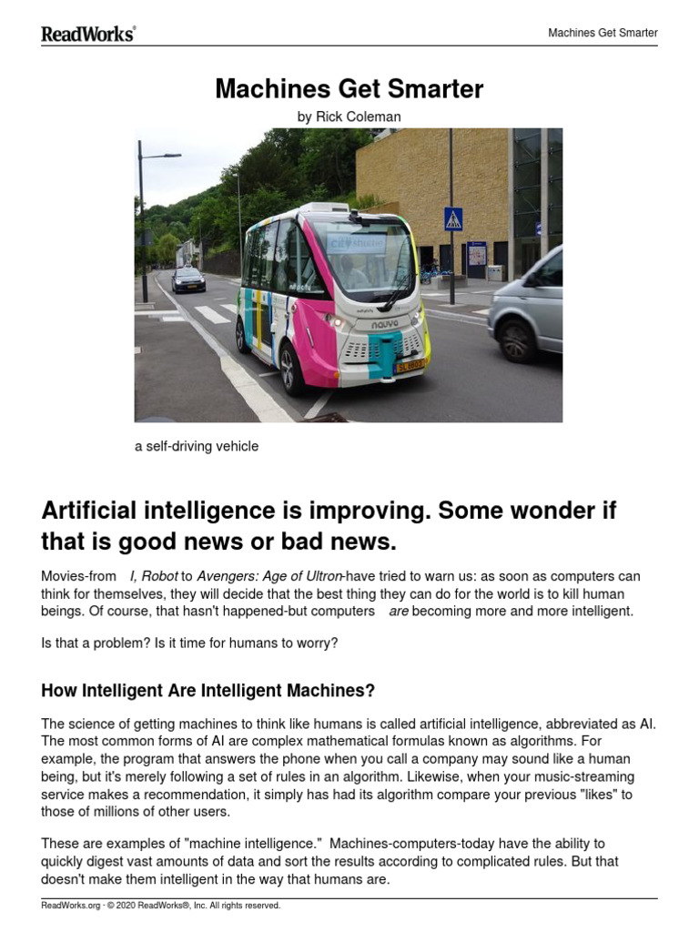 Machines Get Smarter Article | PDF | Intelligence (AI) & Semantics ...