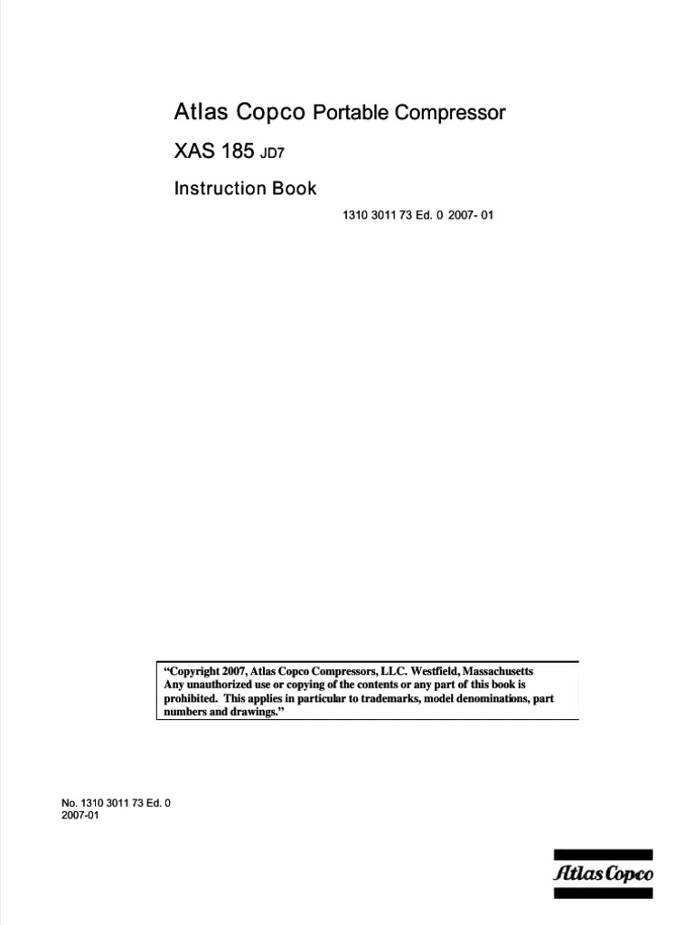 Manual de operacion xas-185-jd7 | PDF