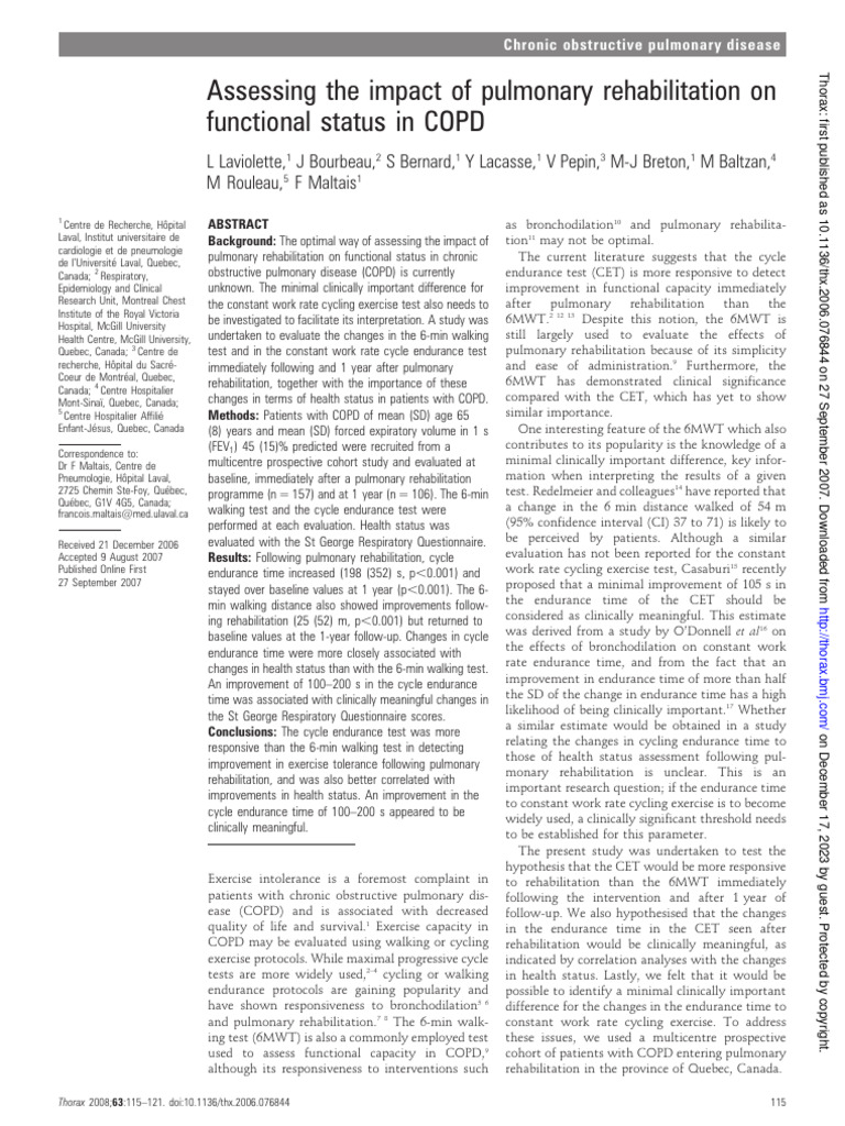 pulmonary rehab | PDF | Chronic Obstructive Pulmonary Disease | Effect Size