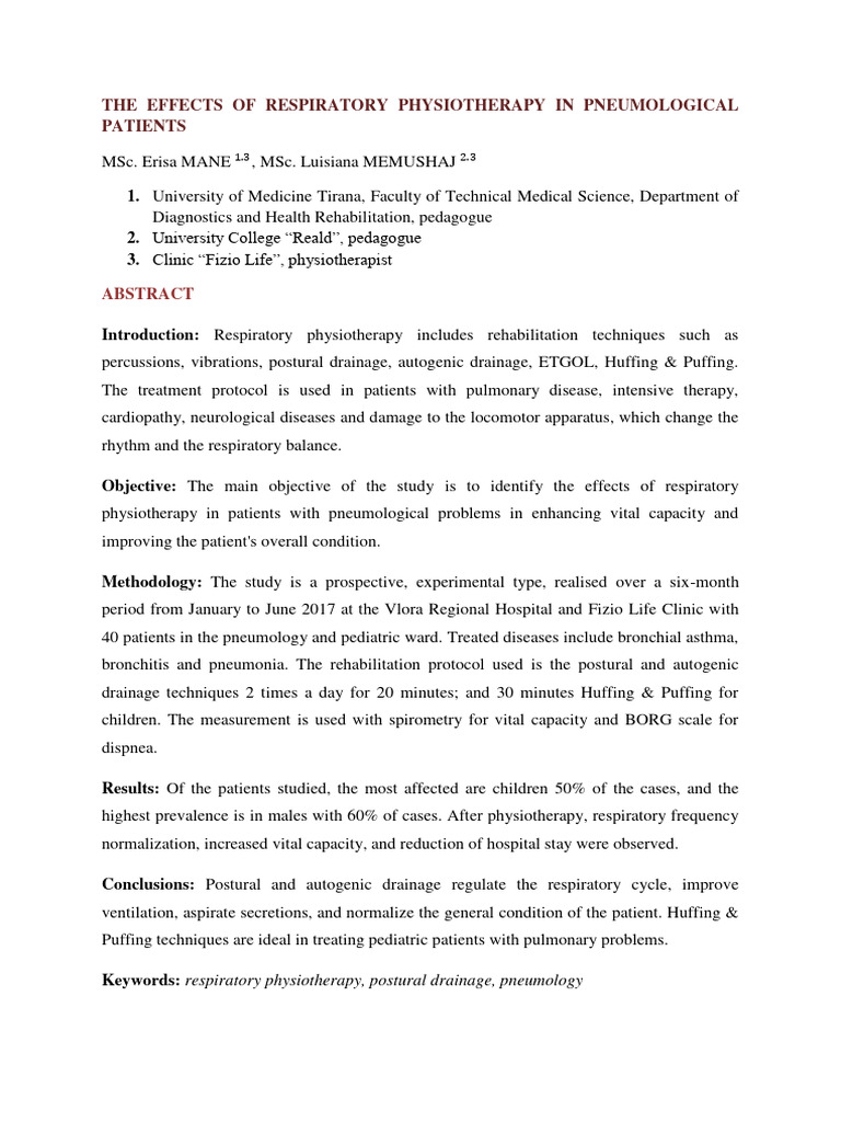 The_Effects_of_Respiratory_Physiotherapy | PDF | Physical Therapy | Chronic Obstructive ...