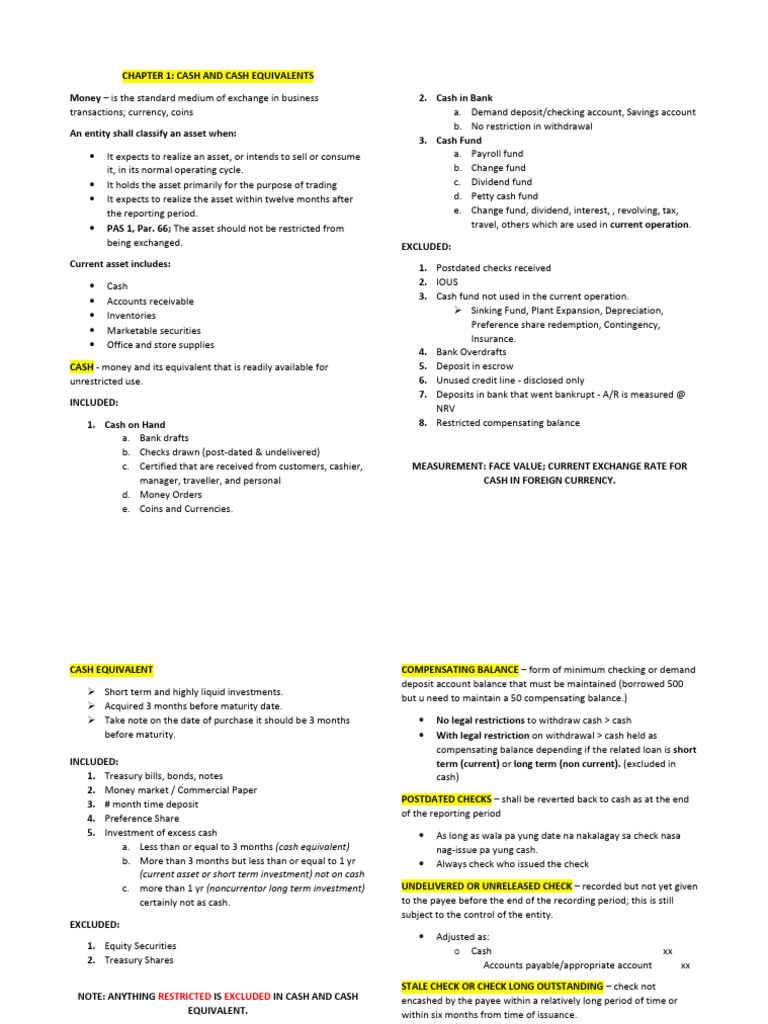 INTACC - Chapter 1 | PDF | Cash | Banks