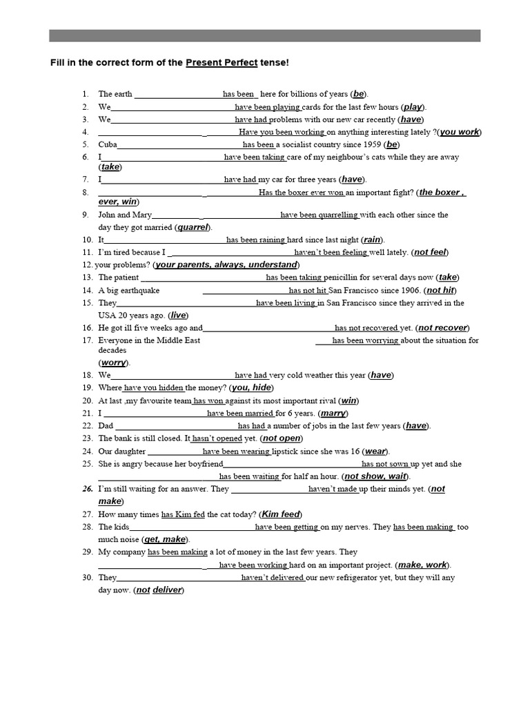 Present Perfect Tense Questions | PDF