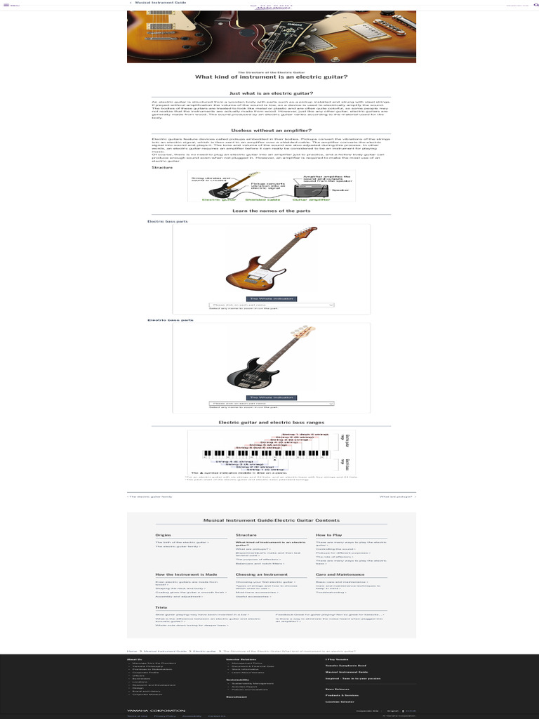 Electric Guitar Structure Explained | PDF | Guitars | String Instruments