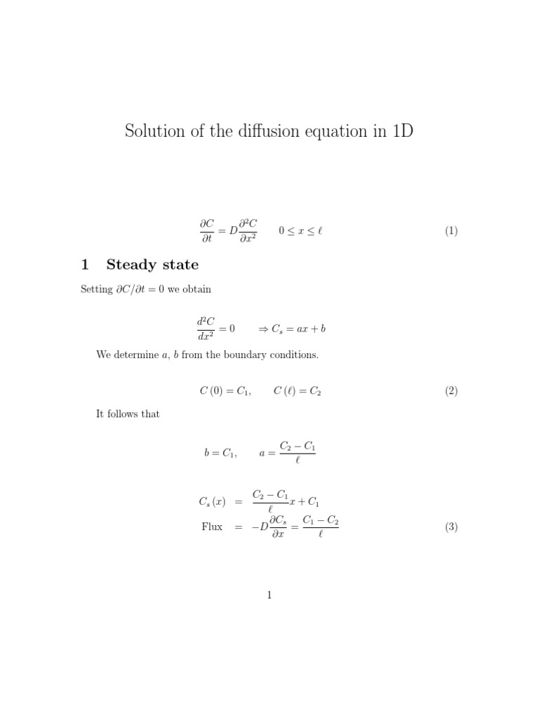 Solution of The Diffusion Equation in 1D: 1 Steady State | Download ...