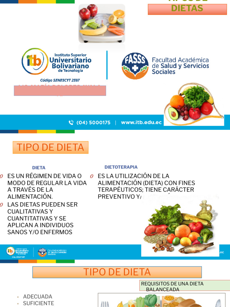 TIPOS DE DIETAS NUTRICION Fasss | Descargar gratis PDF | Dieta | Obesidad