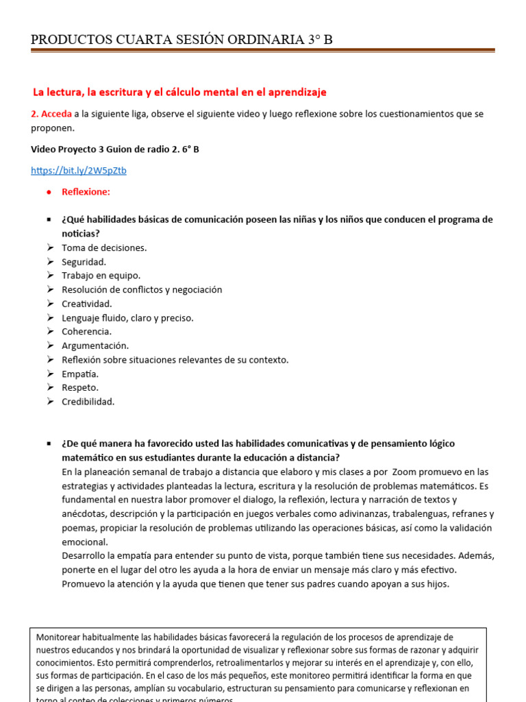 Productos Cuarta Sesion | PDF | Aprendizaje | Memoria